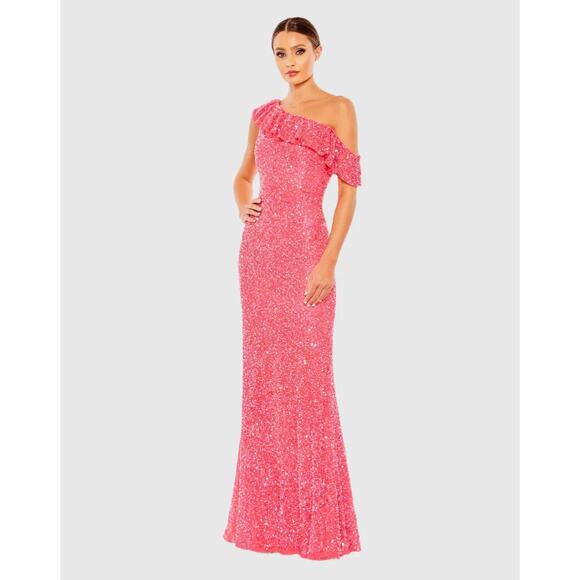 Mac Duggal | Dresses | Mac Duggal Pink Sequined Drop Shoulder Trumpet ...